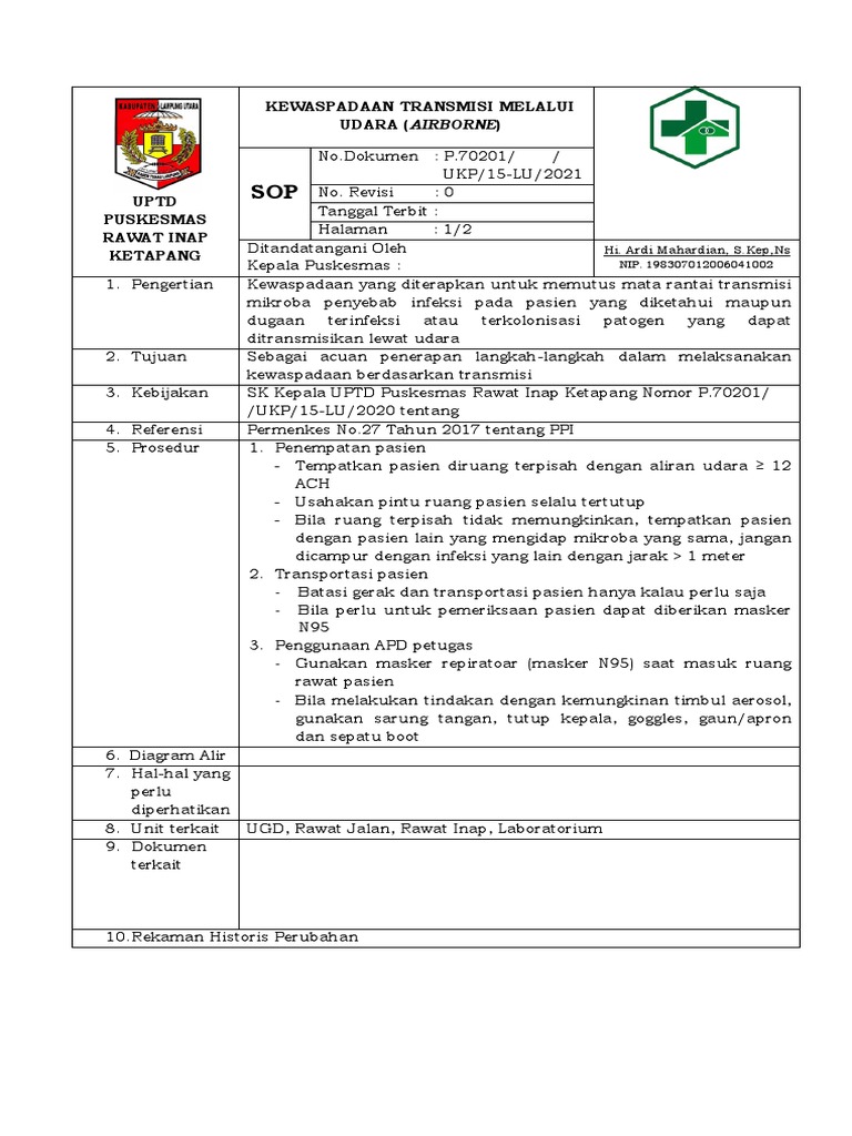 SOP Kewaspadaan Transmisi Airborne | PDF