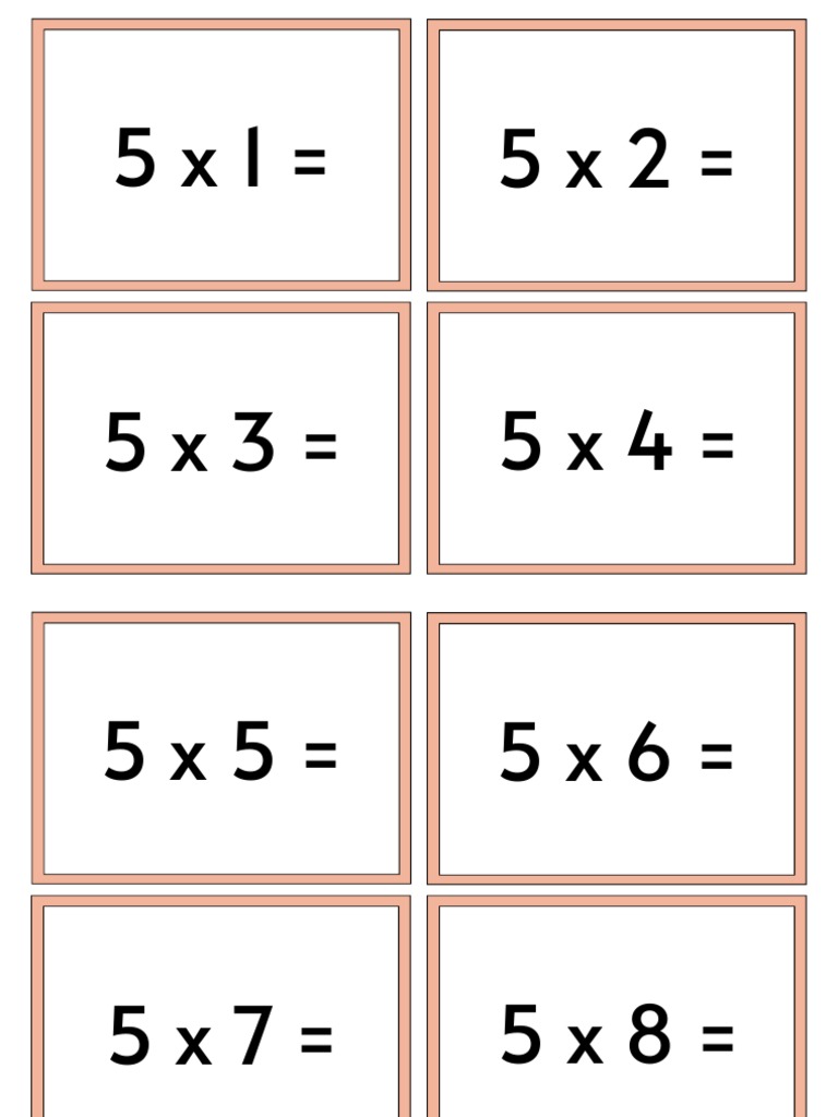 5x Times Tables Multiplication Flashcards | PDF