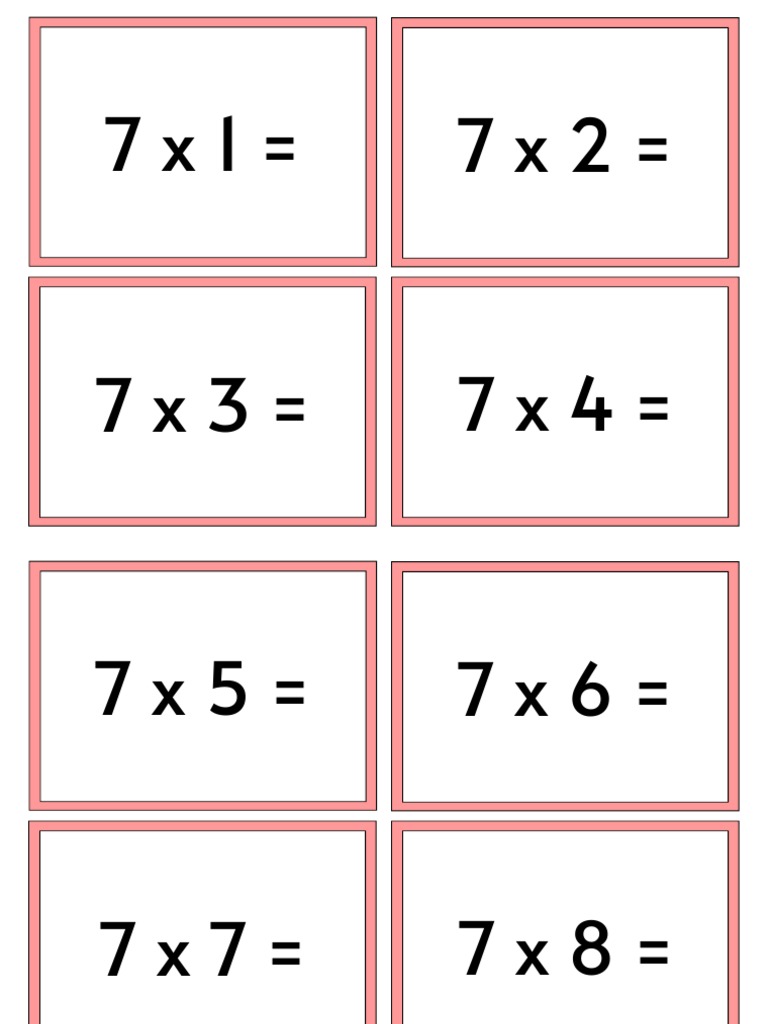 7x Times Tables Multiplication Flashcards | PDF