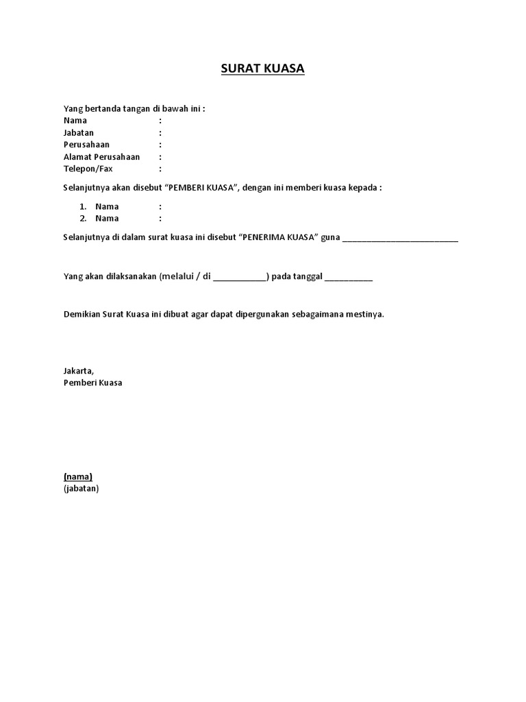 Surat Kuasa Format | PDF