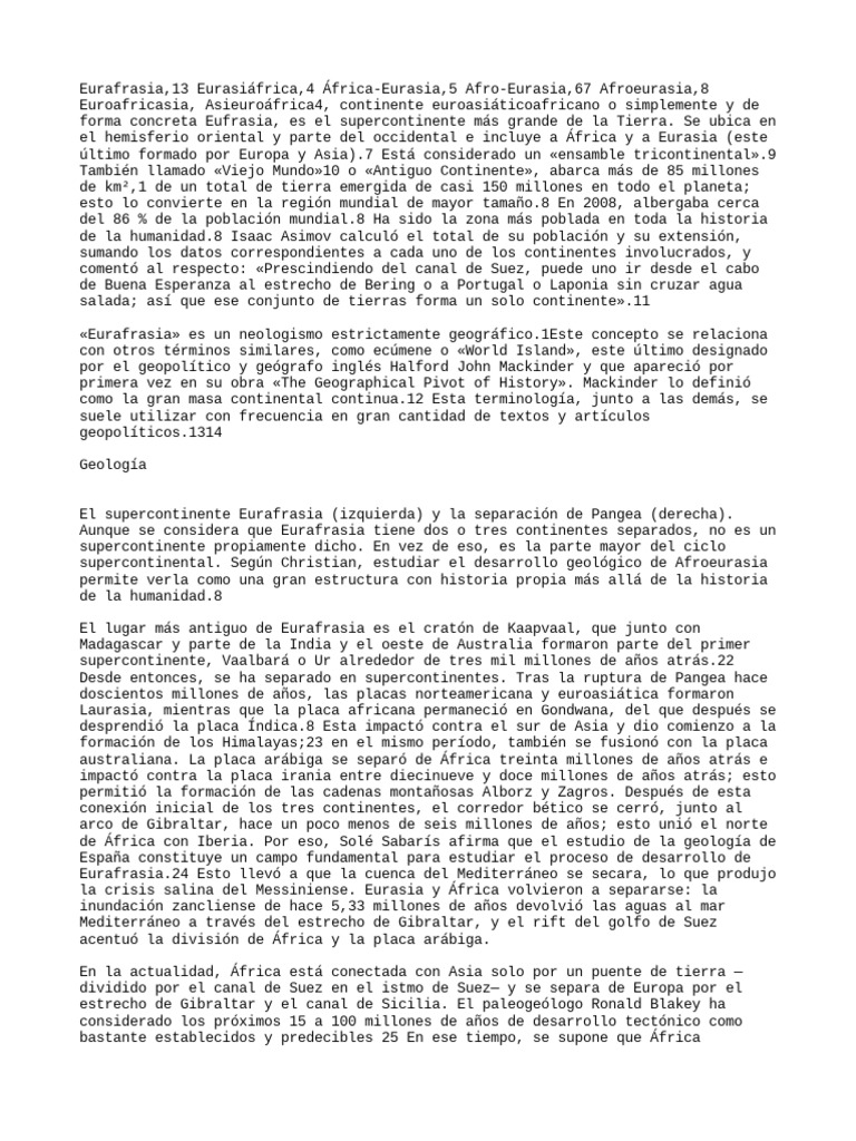 Eurafrasia y Su Geologia | PDF | Afro Eurasia | Geología