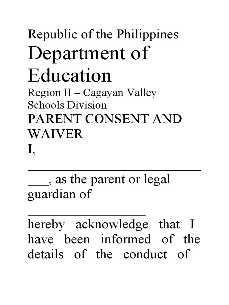 Parents Consent and Waiver | PDF
