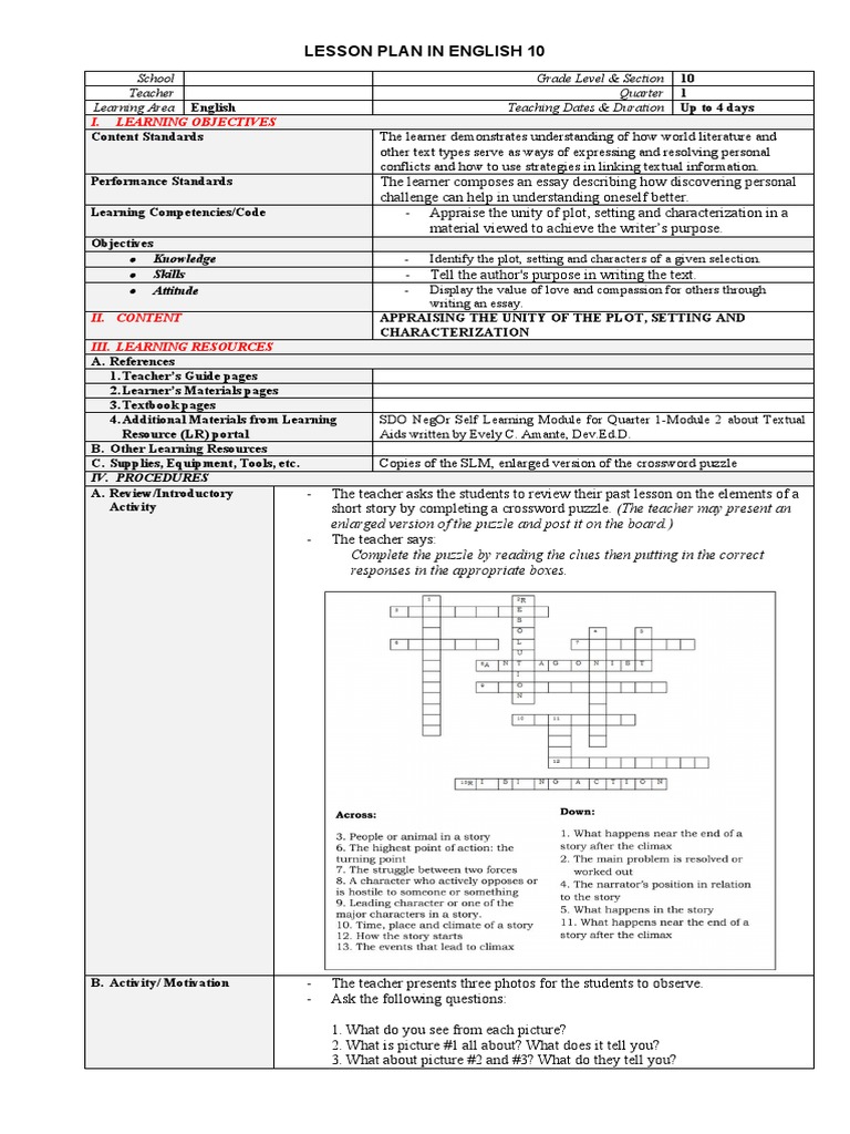 Dlp-Eng10-Q1-Melc-3-Week 3 | PDF | Learning | Cosette