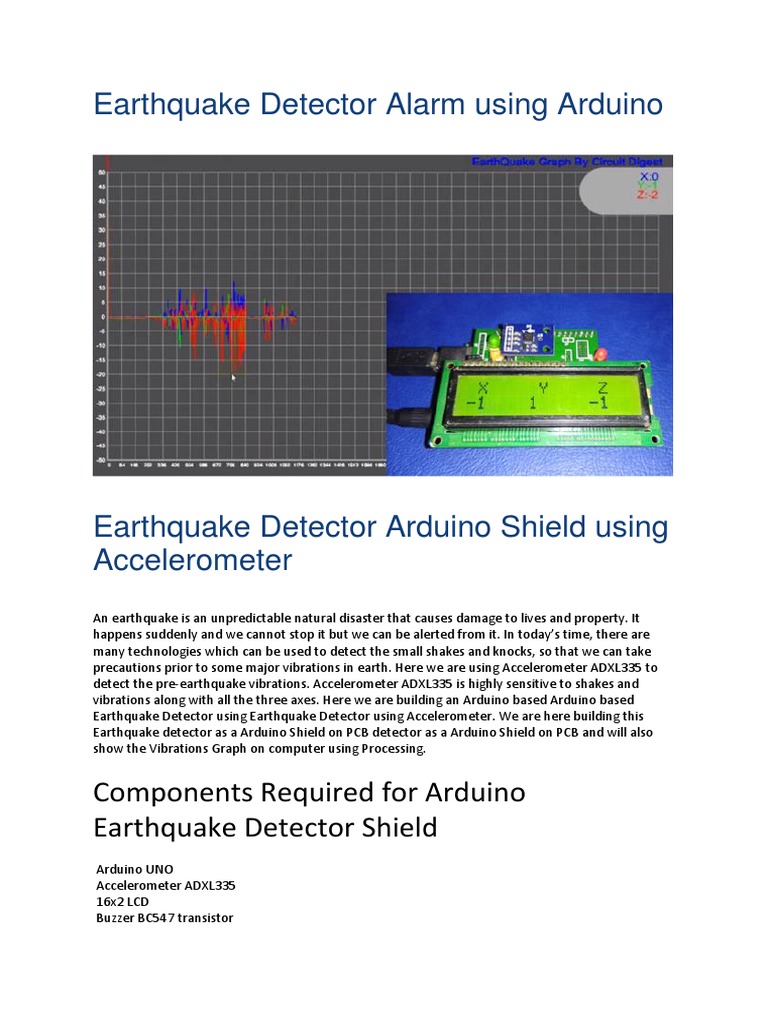 Earthquake Detector Alarm Using Arduino Pdf Sensor Arduino 4567