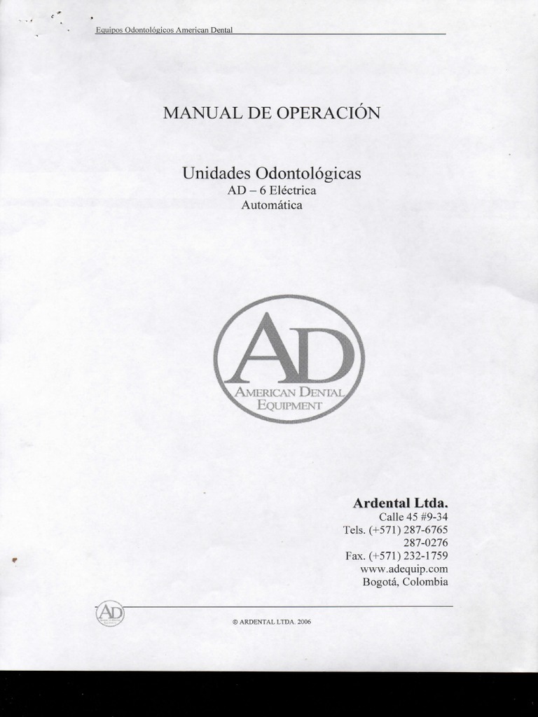 Manual Unidad Odontologica American Dental | PDF