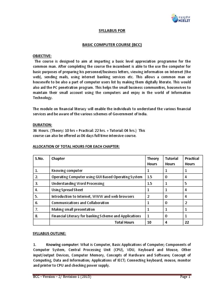Computer Fundamentals Syllabus | PDF | World Wide Web | Internet & Web Computer Fundamentals Syllabus | PDF | World Wide Web | Internet & Web