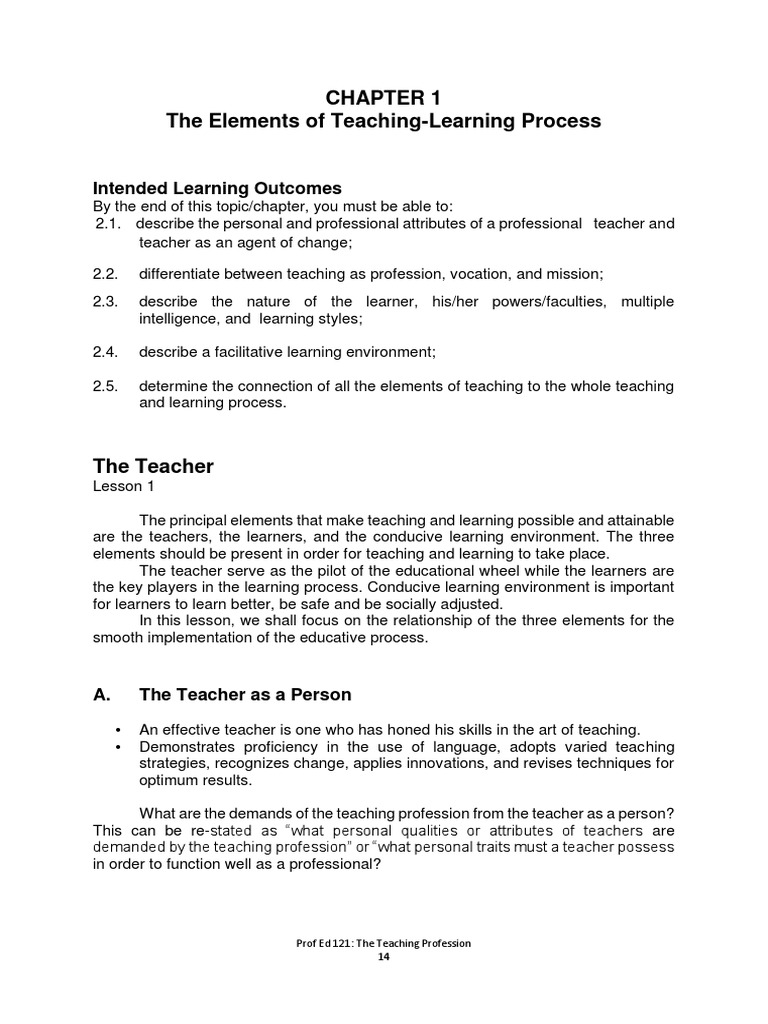 CHAPTER 1. L1. The Teacher | PDF | Teachers | Leadership
