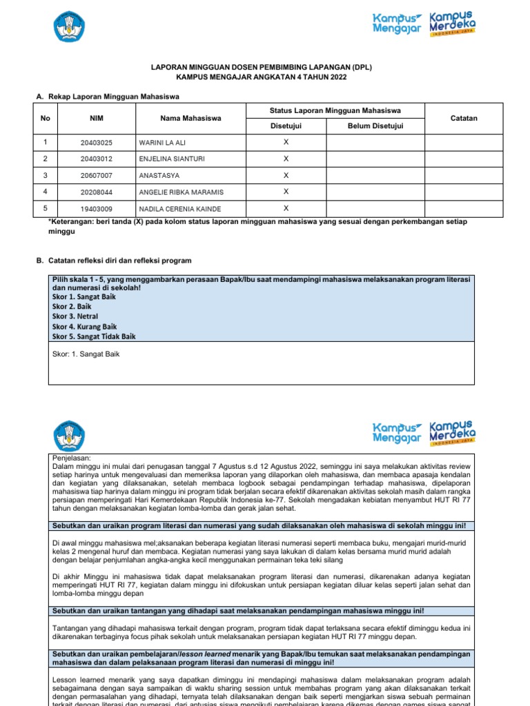 Laporan Mingguan DPL | PDF
