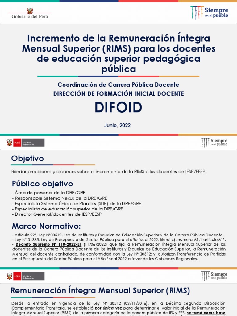 Incremento Rims - Iesp-Eesp | PDF | Educación más alta | Ministerio ...