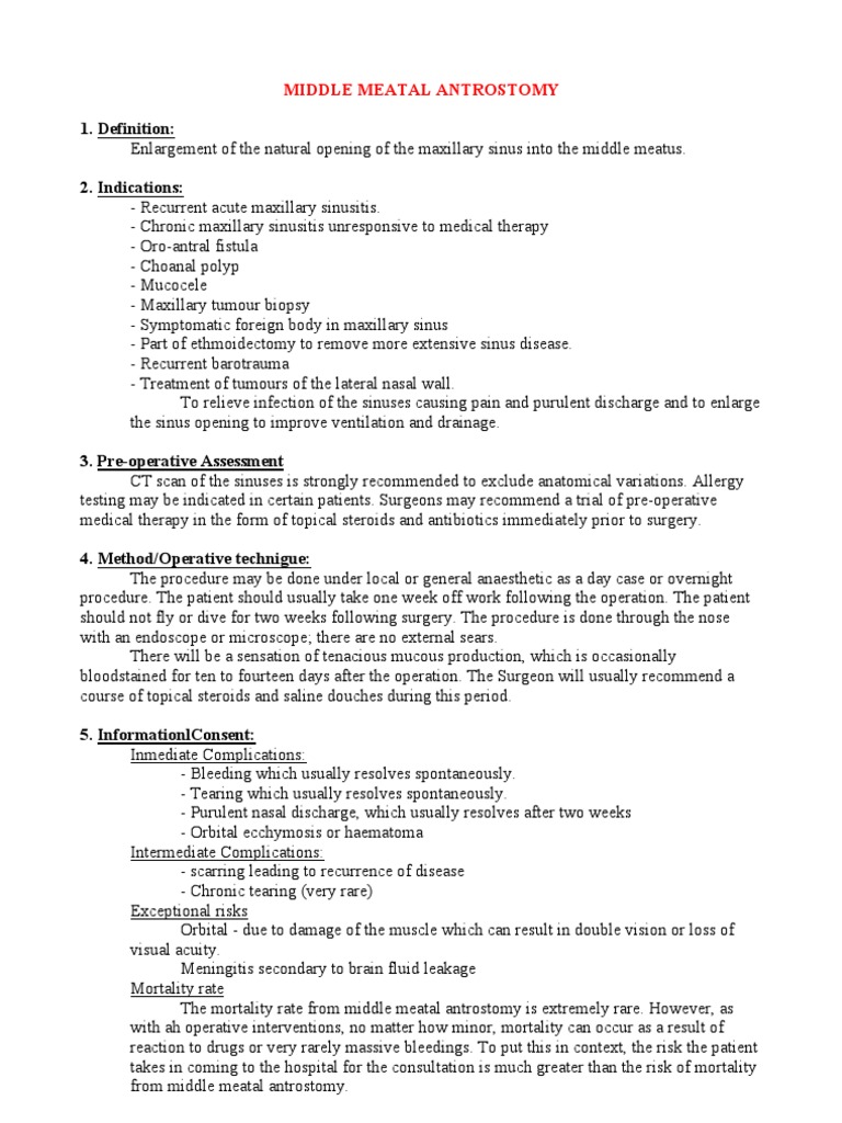 Middle Meatal Antrostomy Overview | PDF | Clinical Medicine | Epidemiology
