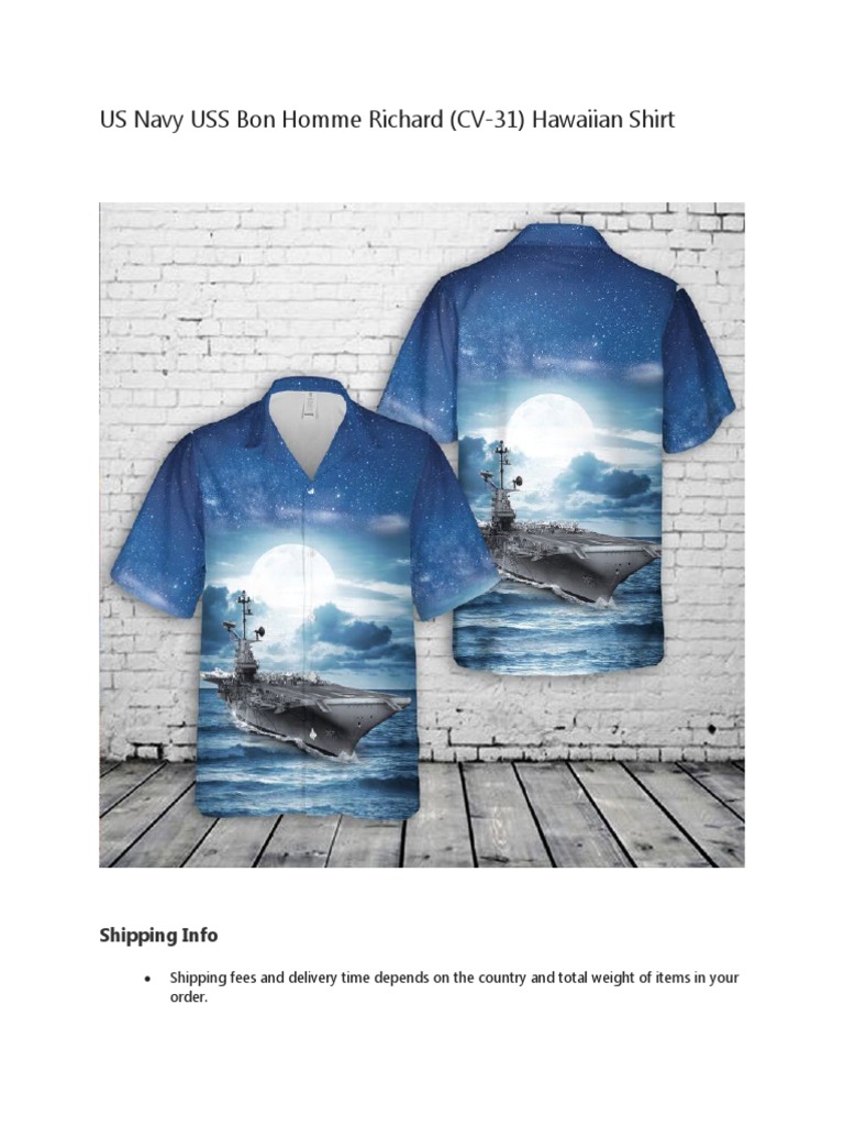 Merchpanels US Navy USS Bon Homme Richard (CV-31) Hawaiian Shirt | PDF ...