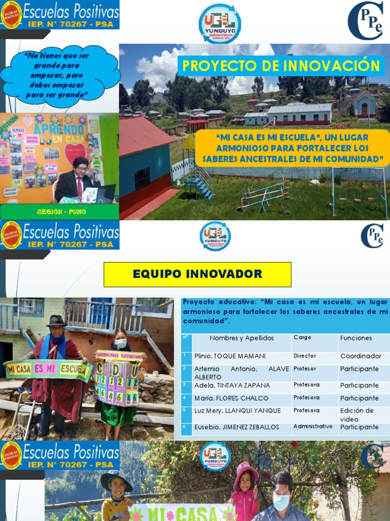 Proyecto Mi Casa Es Mi Escuela Un Lugar Armonioso Apra Fortalecer Los ...