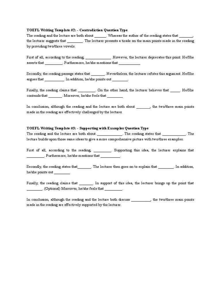 Intergrated template for Toefl writing | PDF
