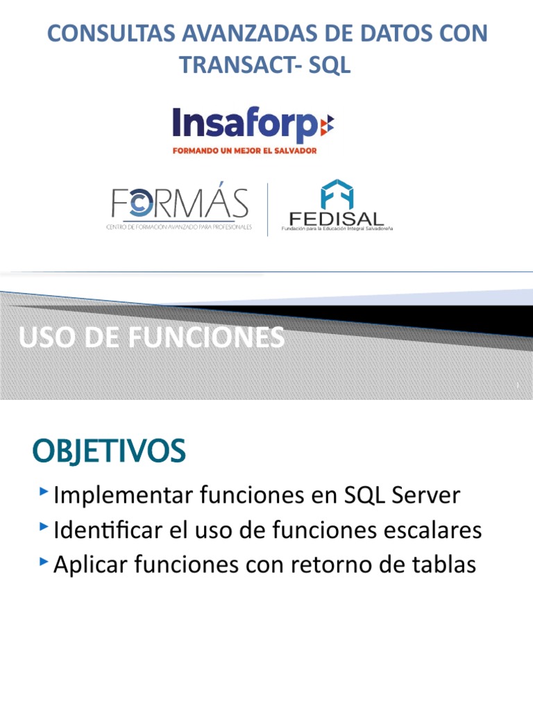 Funciones Avanzadas en SQL Server | PDF | Gestión de datos | Ingeniería Informática