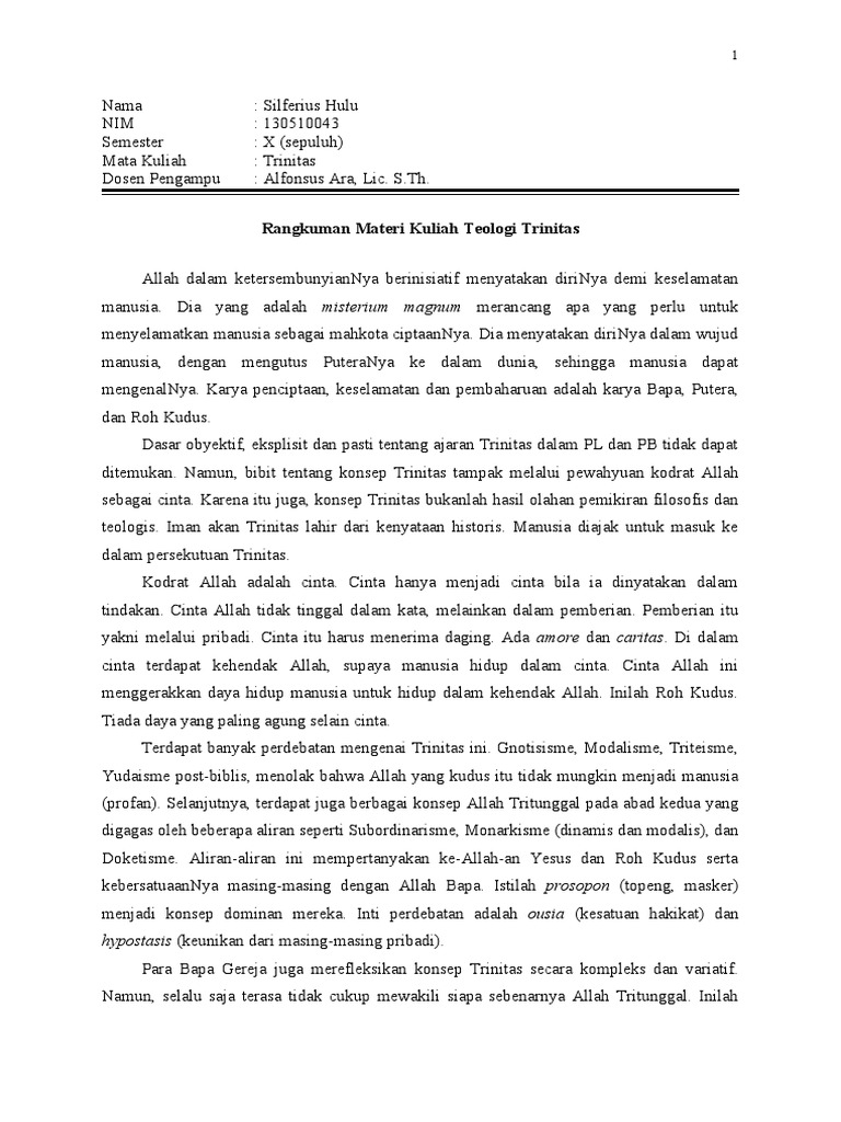 Teologi Trinitas dan Cinta Allah | PDF | Ilmu Sosial | Filsafat
