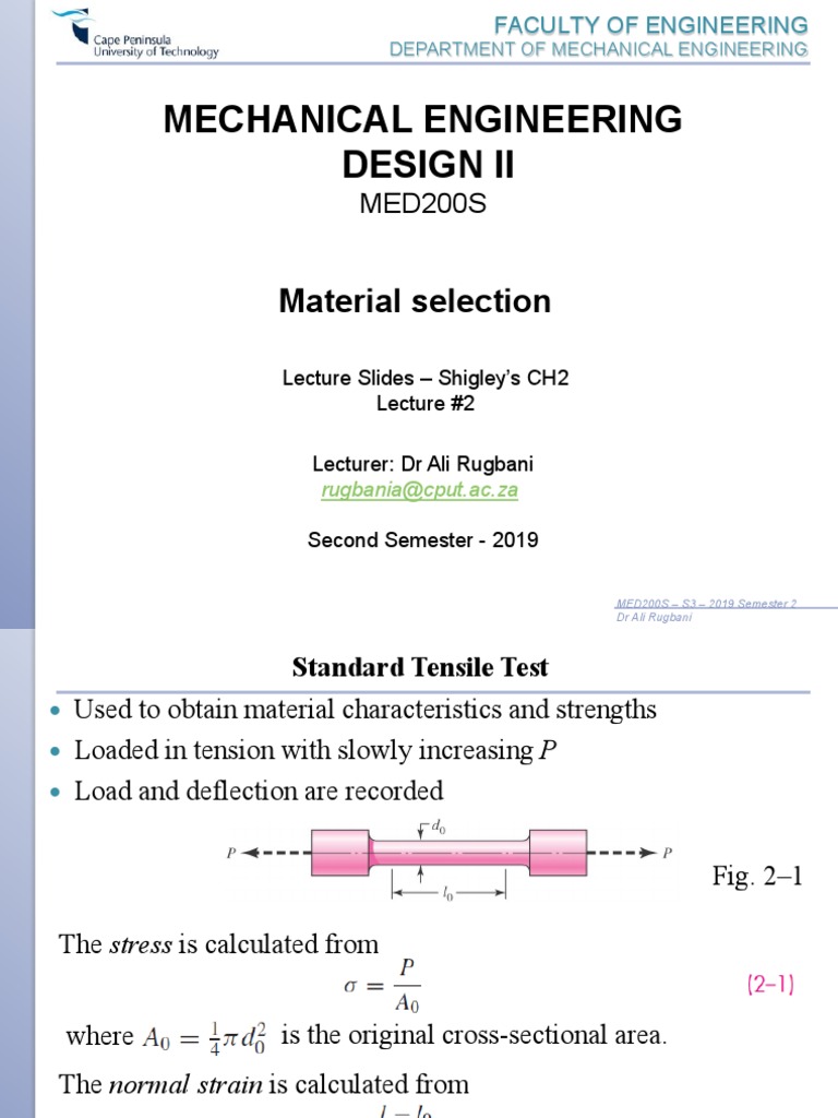 Lecture - 2 - MED260S - 2022 - Material Selection | PDF | Technology & Engineering