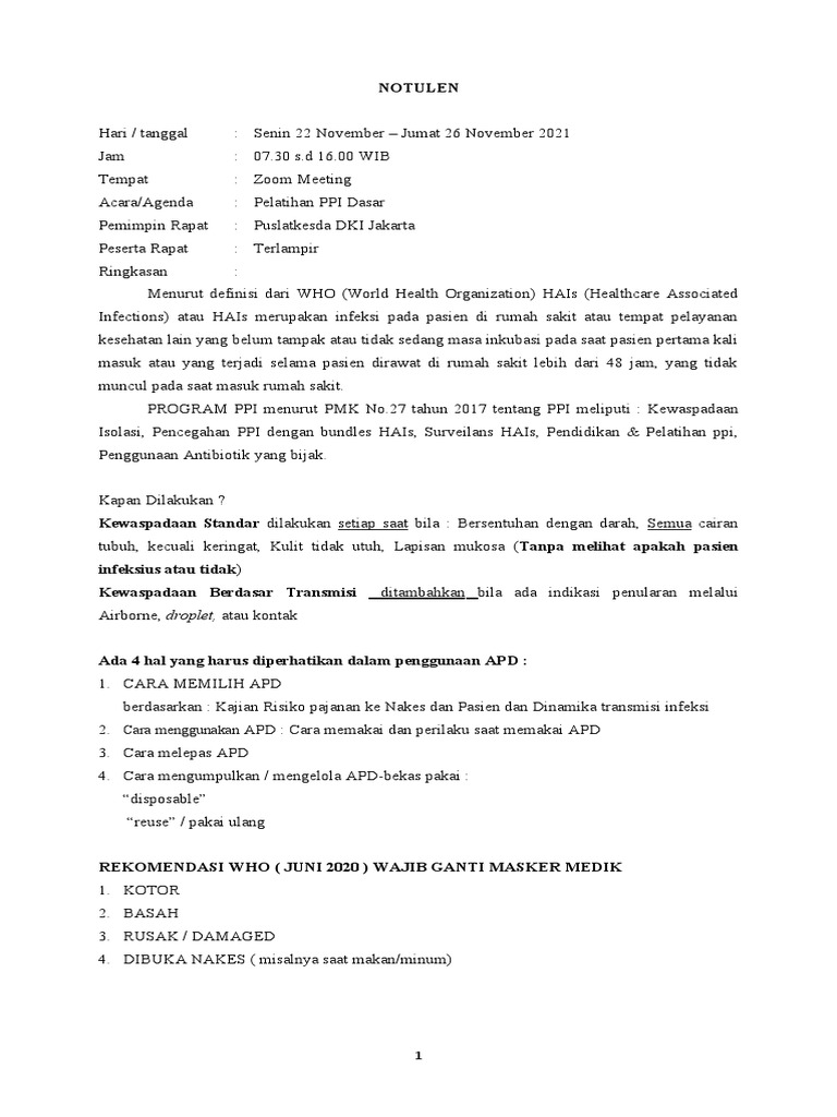 Notulen-Pelatihan Ppi Dasar | PDF