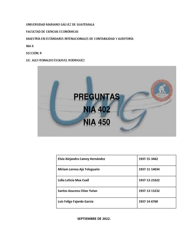 Análisis de preguntas sobre las Normas Internacionales de Auditoría NIA ...
