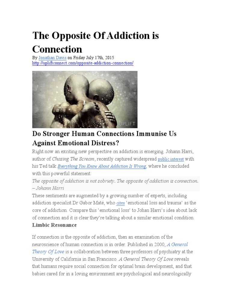 Connection: The Antidote to Addiction | PDF | Psychological Trauma | Pain