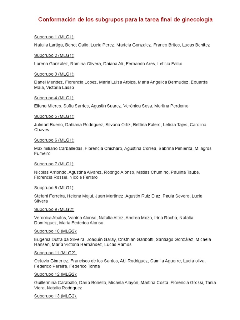 Subgrupos Tarea Final Rot 2 | PDF