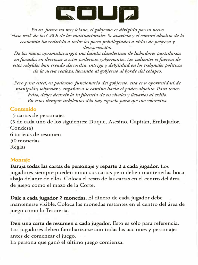Coup Manual v2 | PDF