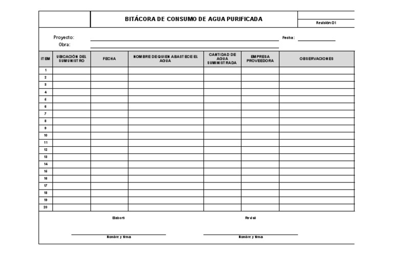 Bitacora de Consumo Agua Purificada | PDF