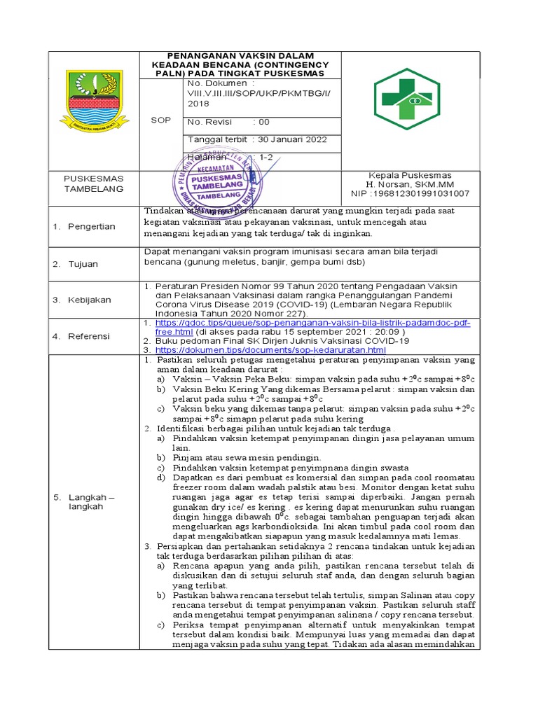 Sop Contingency Plan | PDF