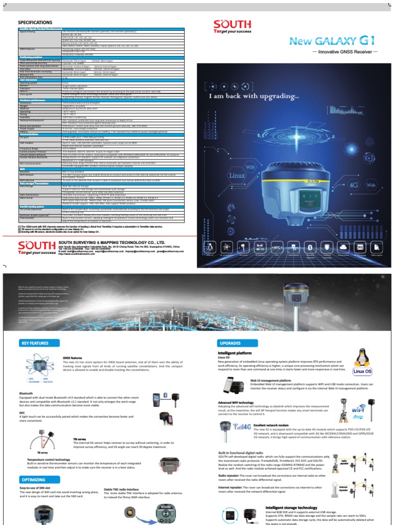 Galaxy G1 GNSS Receiver Specifications | PDF | Wi Fi | Bluetooth