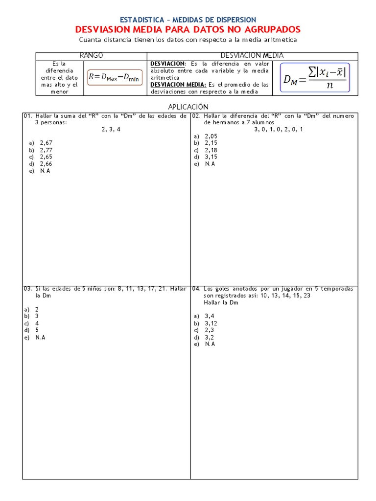 Clase 5to Medidas de Dispercion | PDF | Estadísticas descriptivas