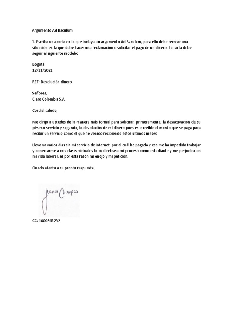 Carta Argumento Ad Baculum Juana Campos | PDF