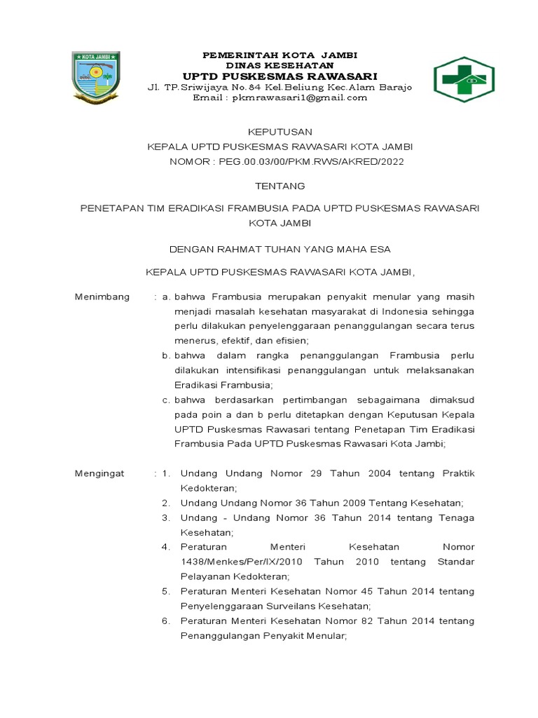 SK Tim Frambusia | PDF | Kesehatan Holistik | Sains & Matematika