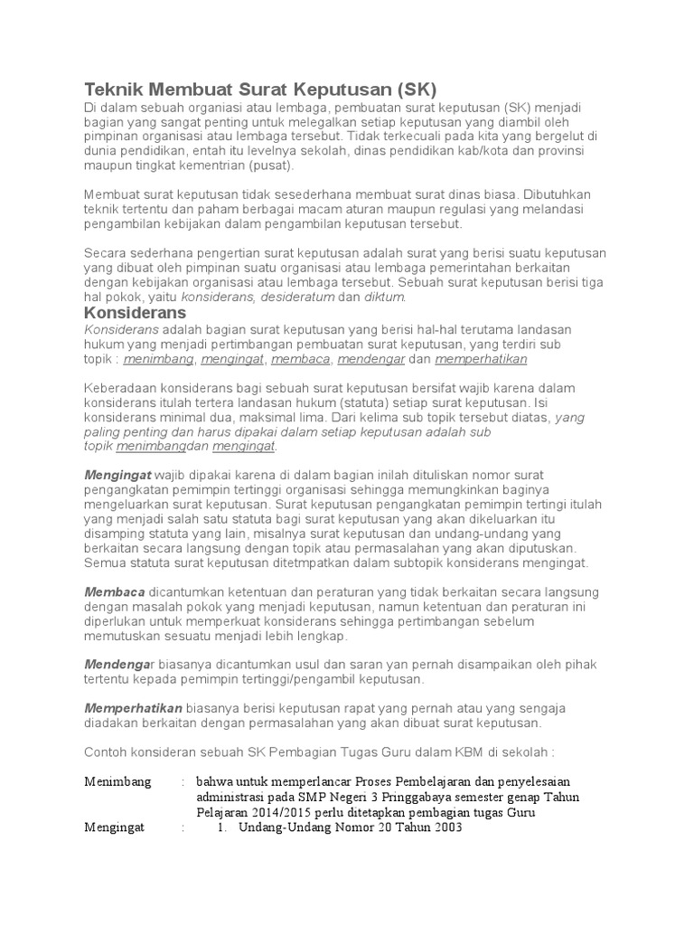 Teknik Membuat SK | PDF