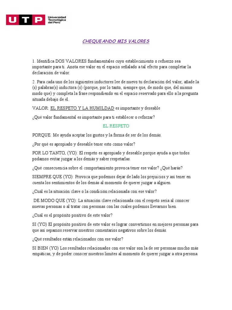 Chequeando Mis Valores | PDF