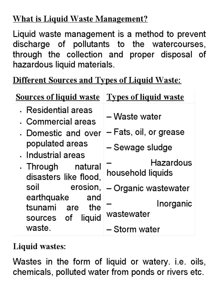 What Is Liquid Waste Management | PDF