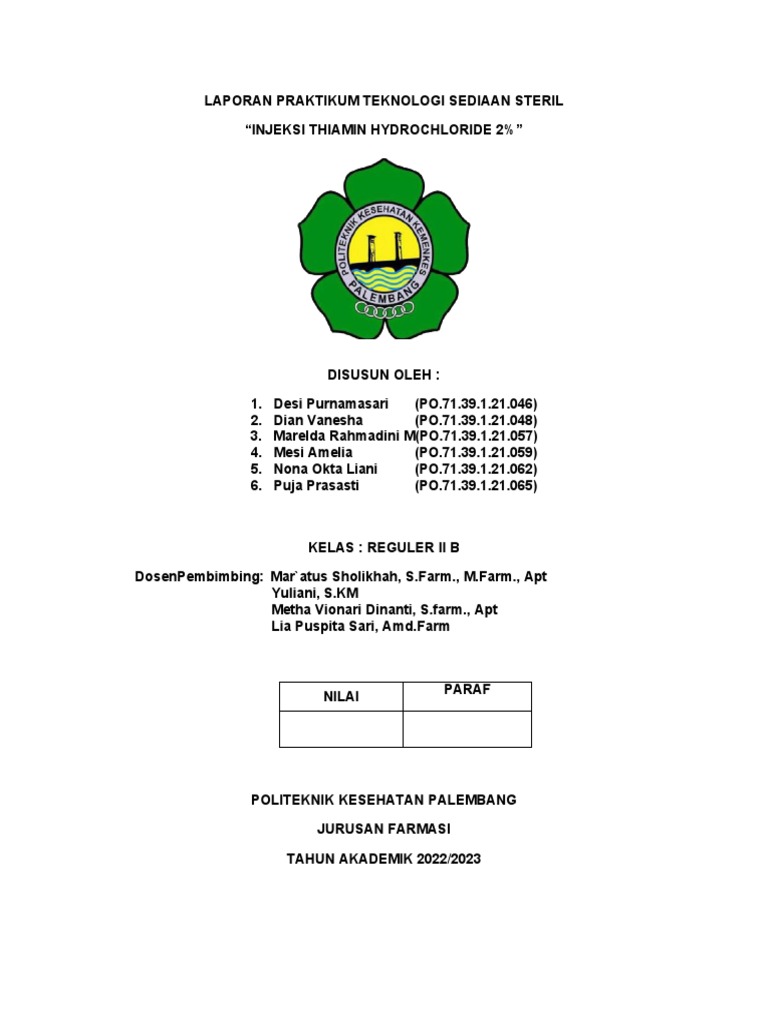 Injeksi Tiamin 2% Kelompok 3 Fix | PDF