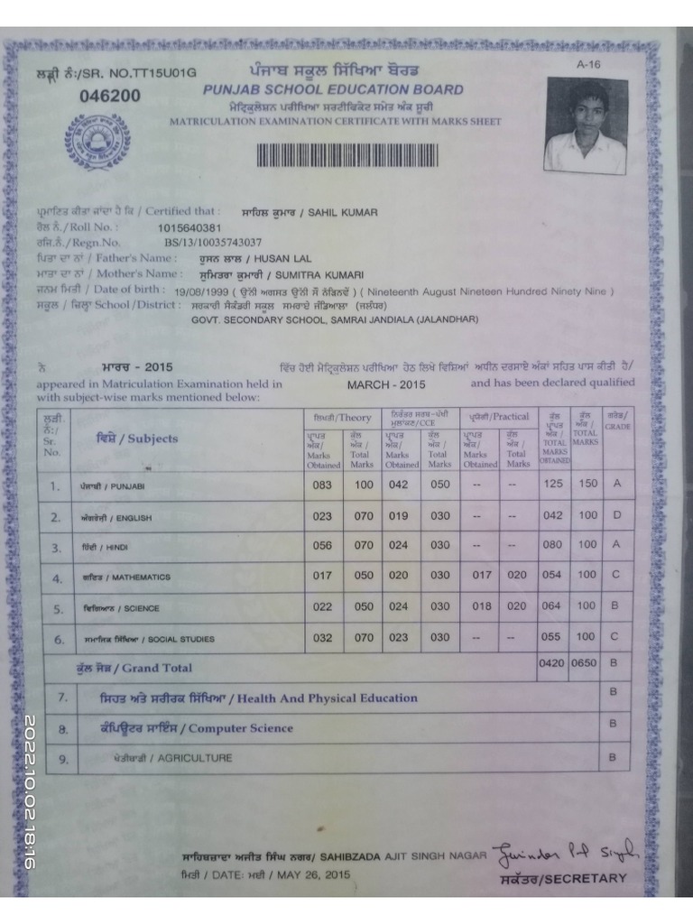 10 Class Certificate | PDF