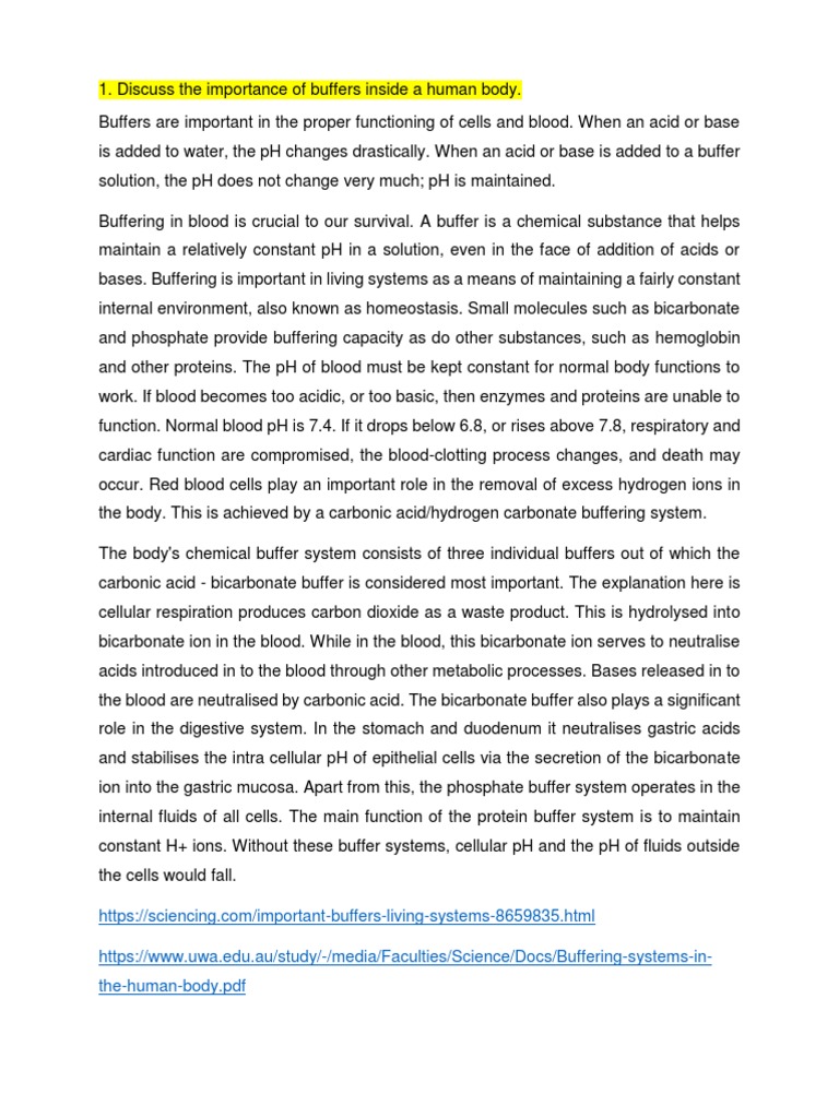 Buffer Systems and pH Regulation | PDF | Buffer Solution | Ph