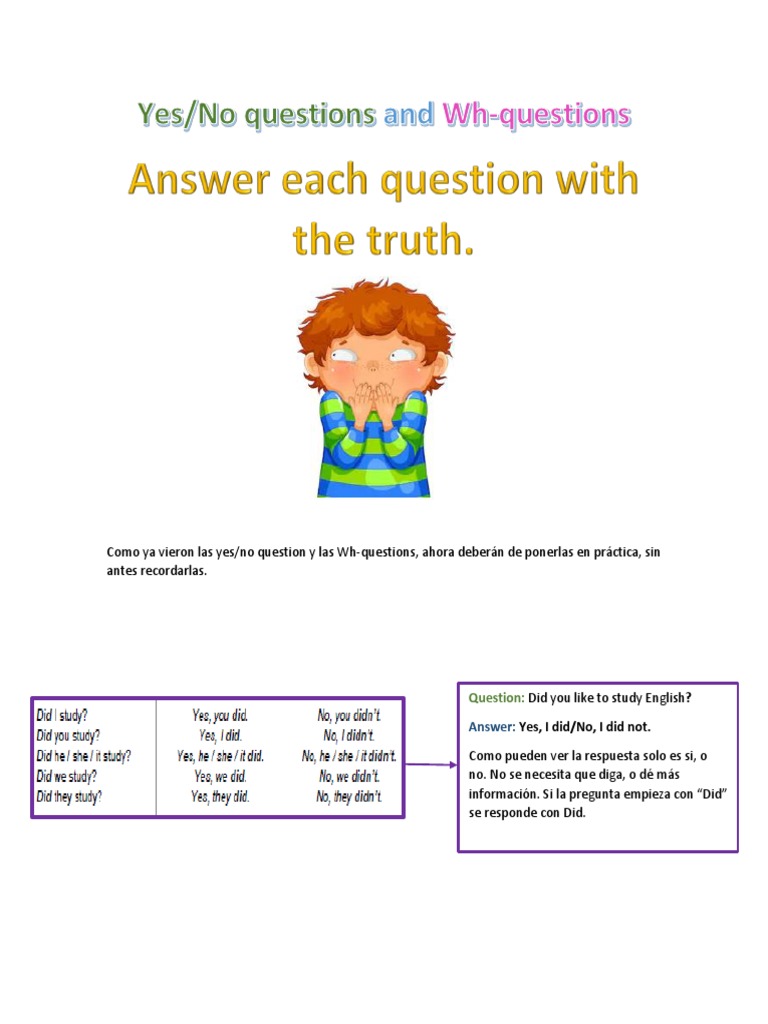 Yes No Questions and WH Questions in Simple Past | PDF