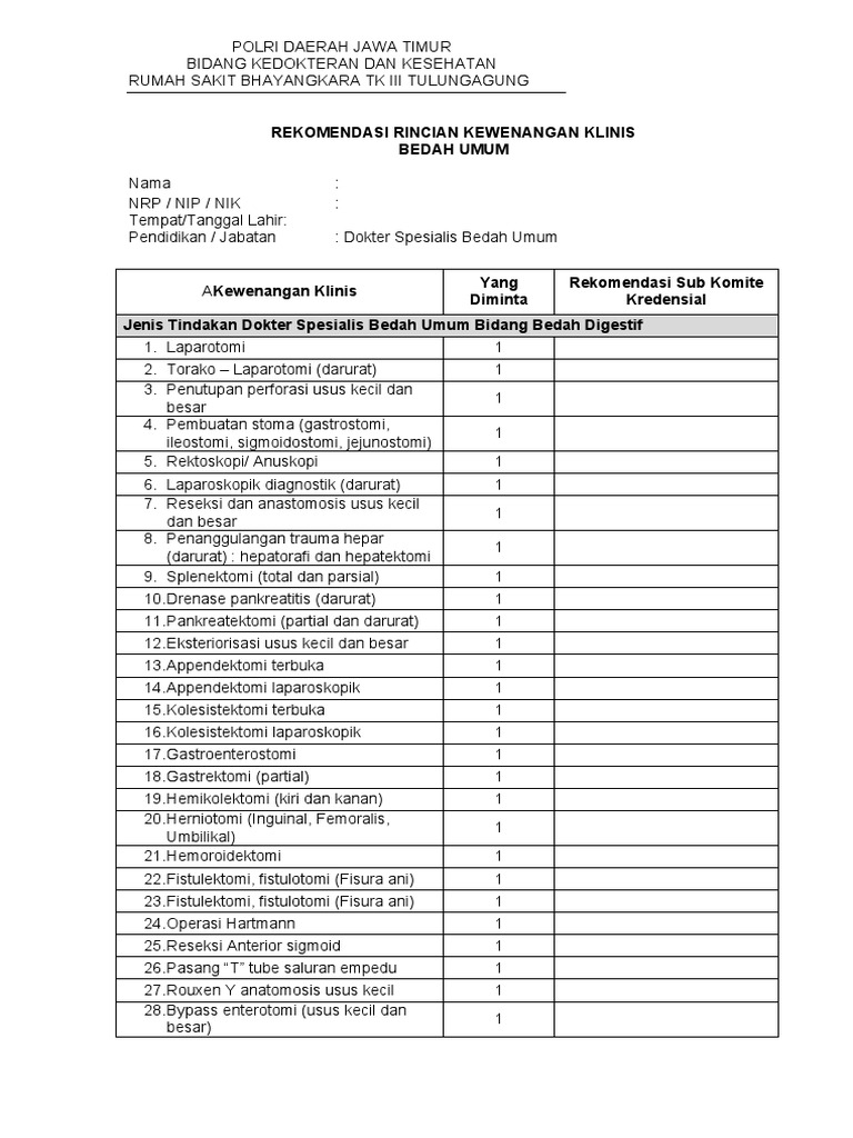 RKK Dokter Bedah Umum | PDF
