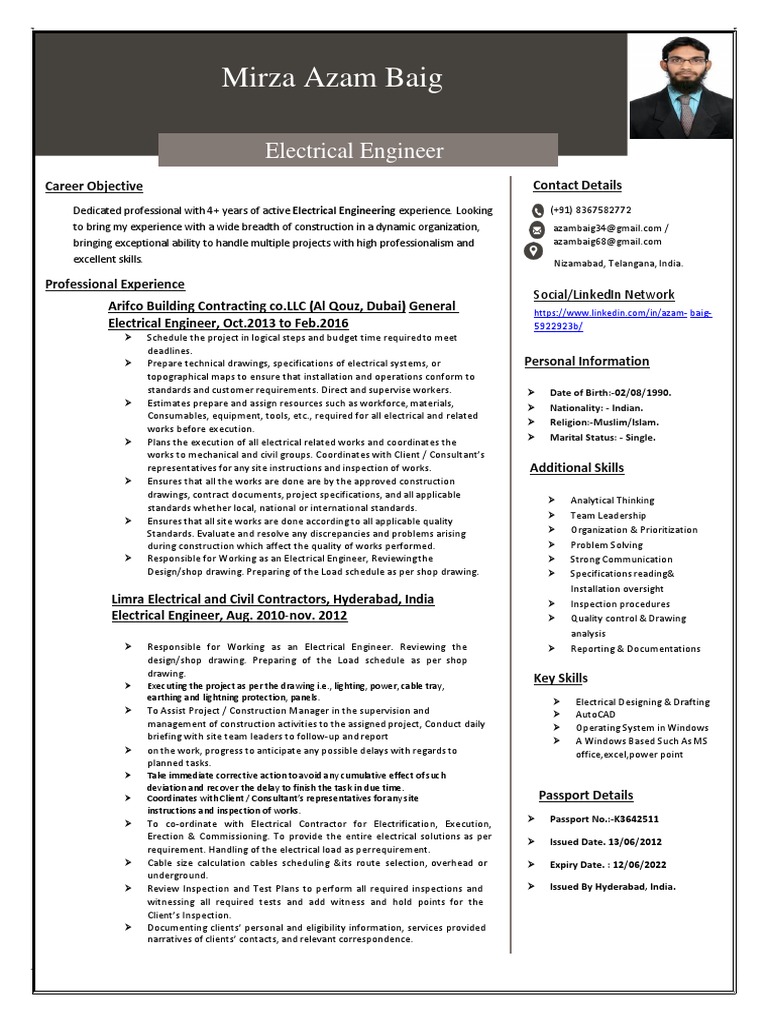 Azam Baig Electrical Engineer | PDF | Engineer | Business
