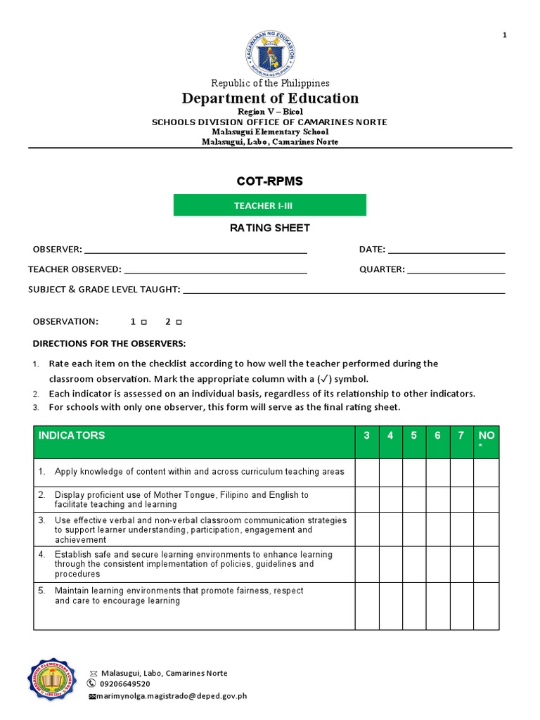 COT FORM Docs For OPCRF | PDF | Intellectual Giftedness | Learning