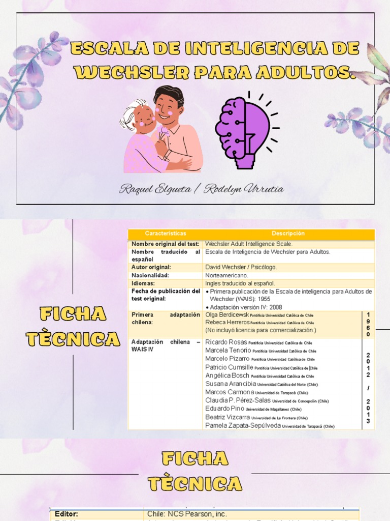 Usos De La Escala De Evaluaci N De Inteligencia Wechsler Neurokids/escala De Actitudes