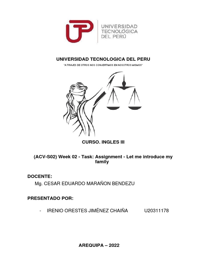 (ACV-S02) Week 02 - Task Assignment - Let Me Introduce My Family (PA) INGLES III | PDF