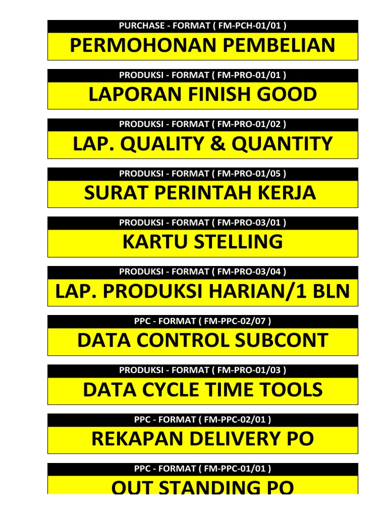 Label Format Di Rak | PDF