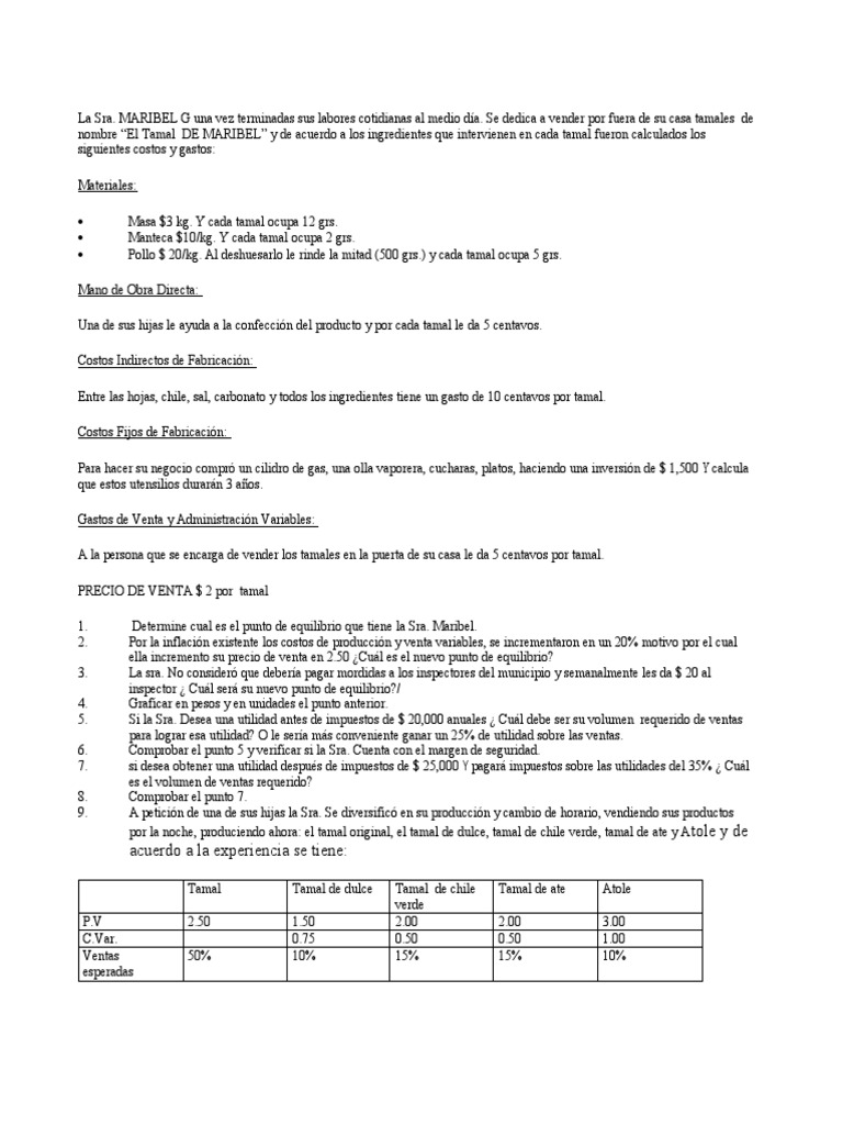 Datos de Ejemplo de Clases Tamales | PDF | Economias