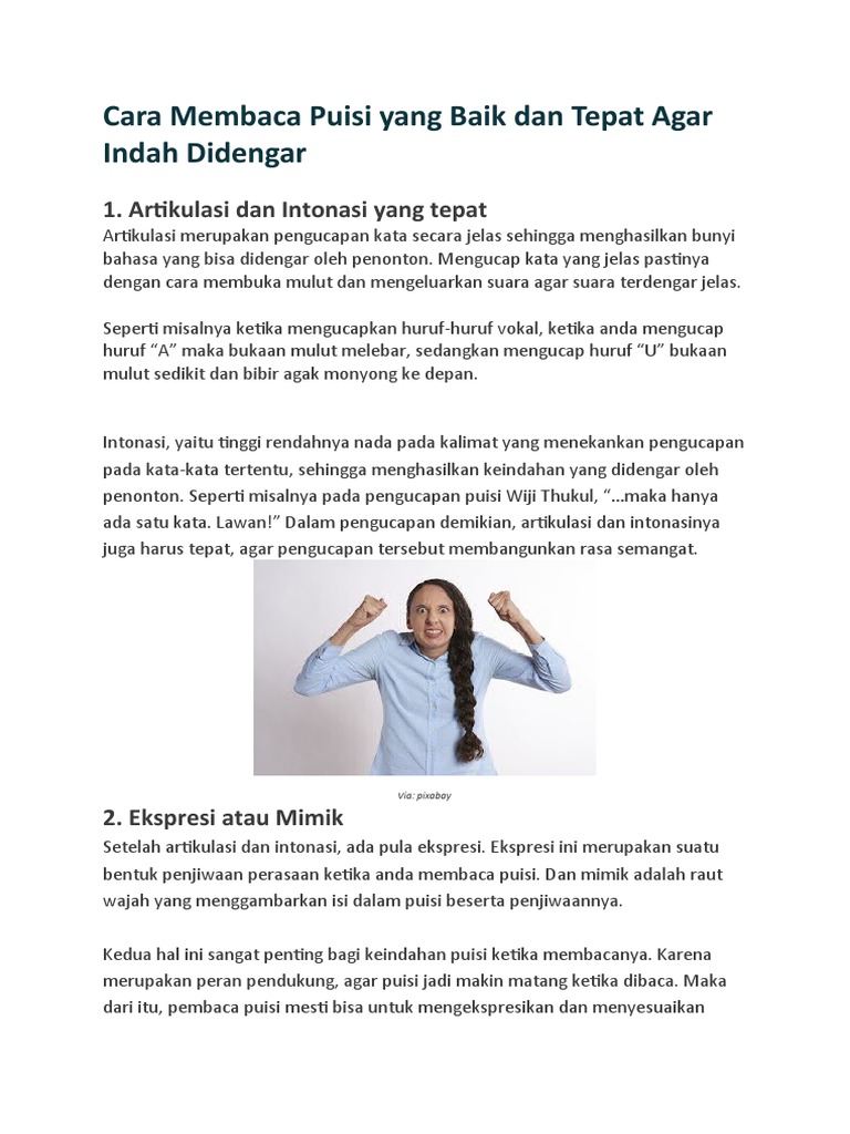 Teknik Membaca Puisi yang Indah | PDF | Seni & Disiplin Bahasa