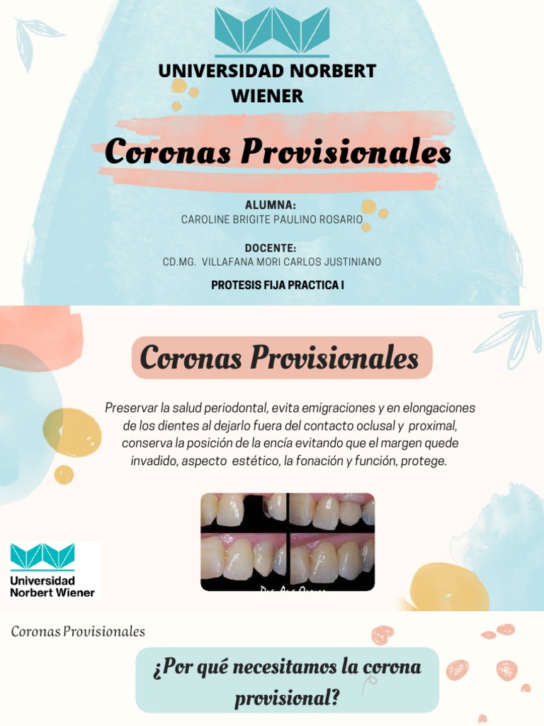 Coronas Provisionales | PDF | Dentadura postiza | Ramas de Odontología