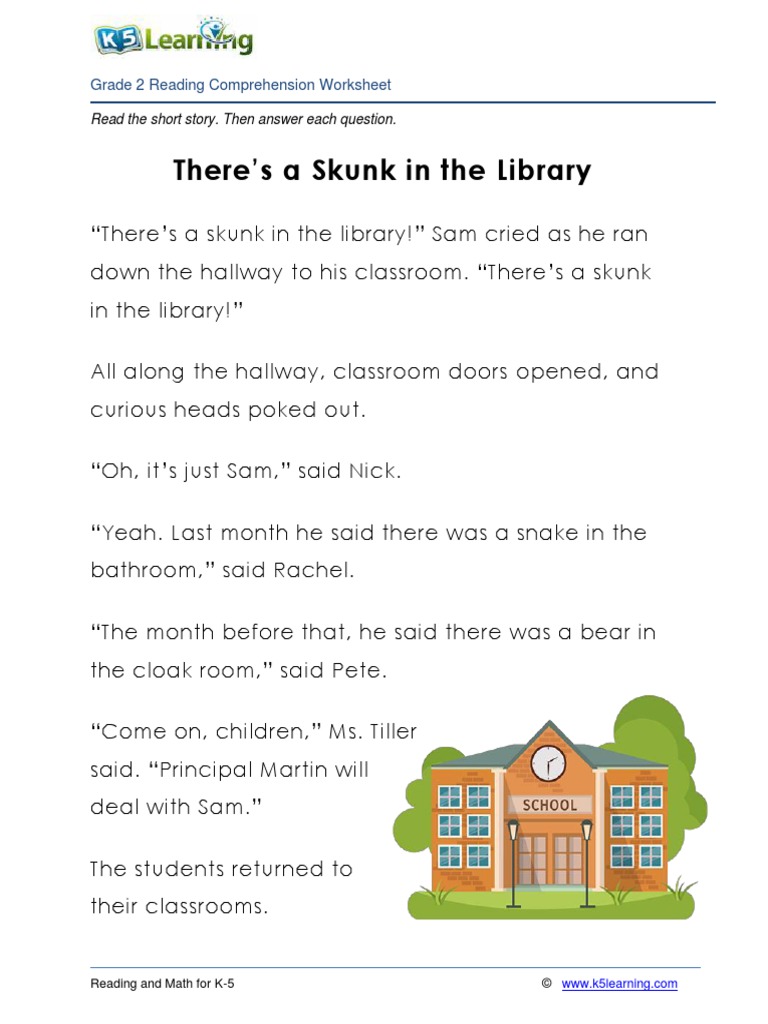 Grade 2 Story There Is A Skunk in The Library | PDF | Classroom