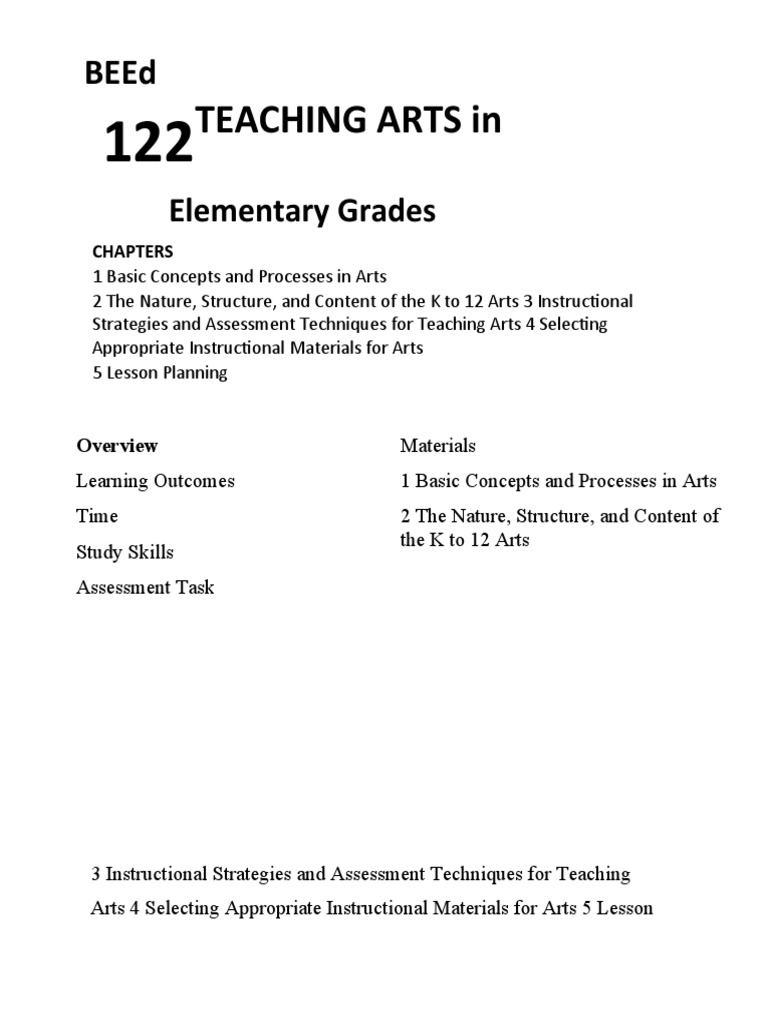 Module in BEEd 122 Teaching Arts in The Elementary | PDF