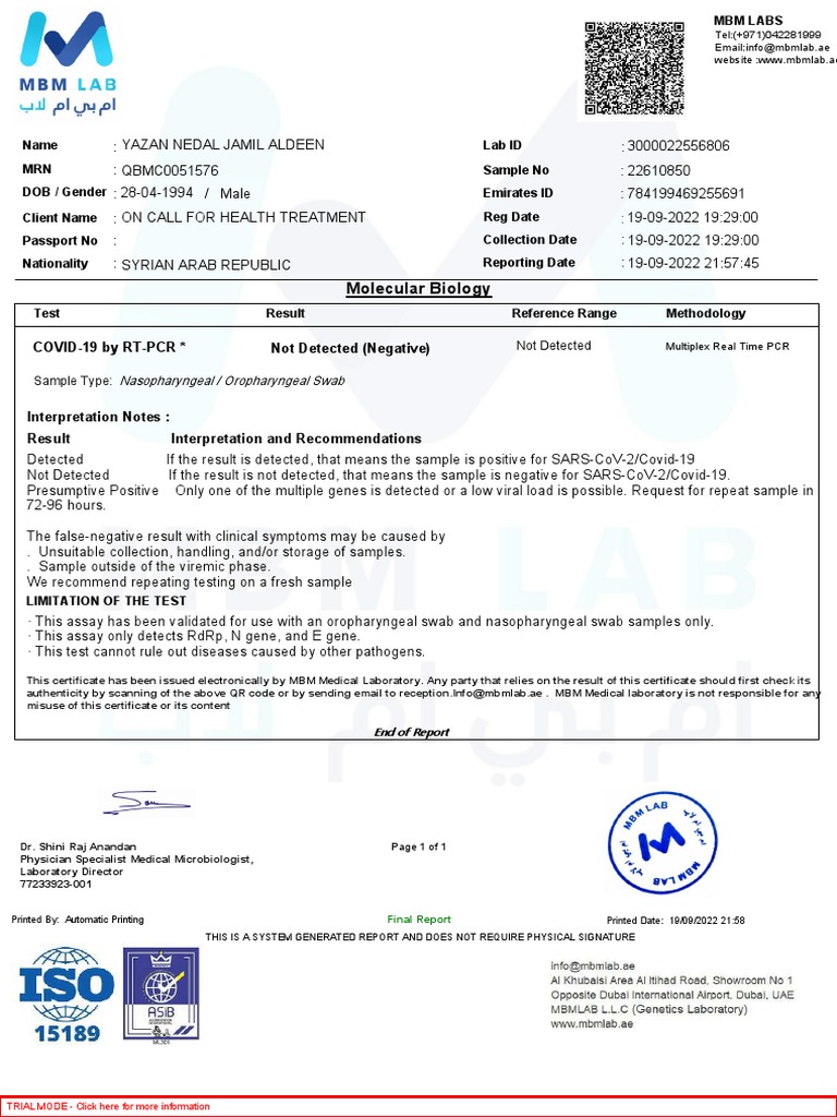 Yazan Nedal Jamil Aldeen - F - 19092022215830 | PDF | Medical Laboratory | Assay